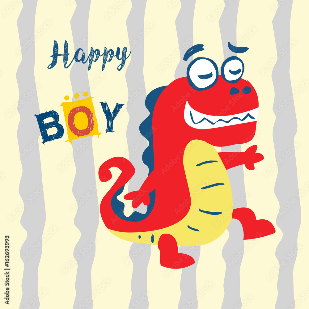happy boy monster. vector cartoon illustration Stock Vector | Adobe Stock