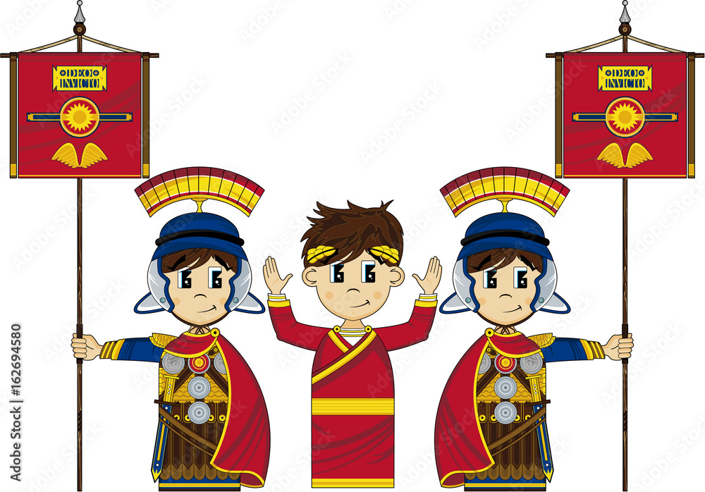 Cartoon Roman Emperor and Centurions Stock Vector | Adobe Stock