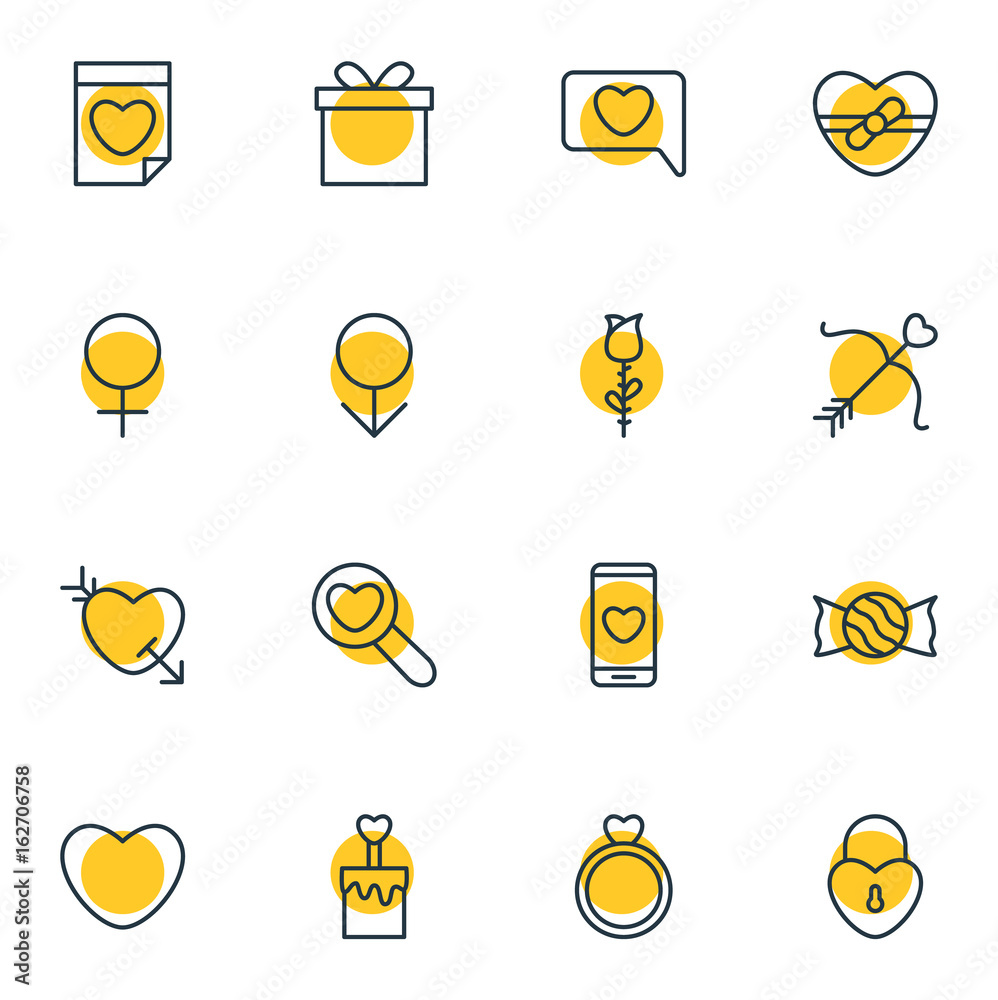 Vector Illustration Of 16 Passion Icons. Editable Pack Of Messenger ...
