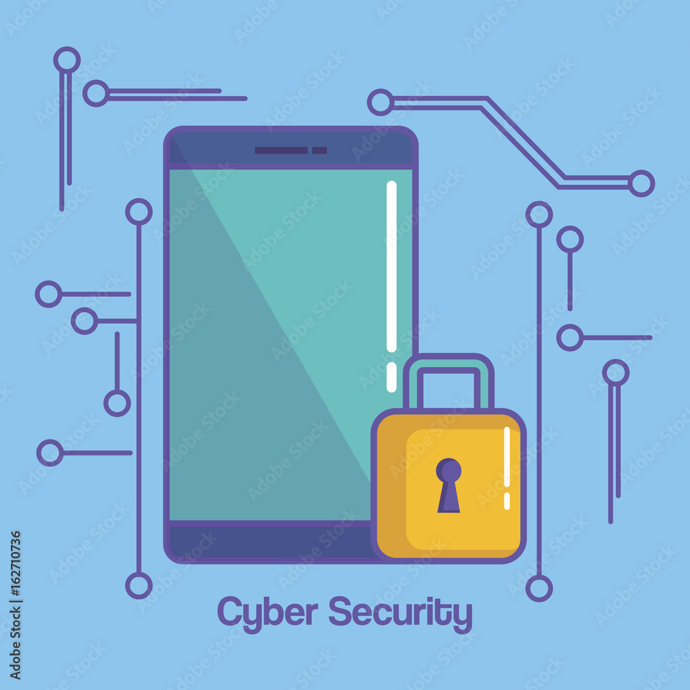 Smartphone with padlock over blue background vector illustration Stock ...