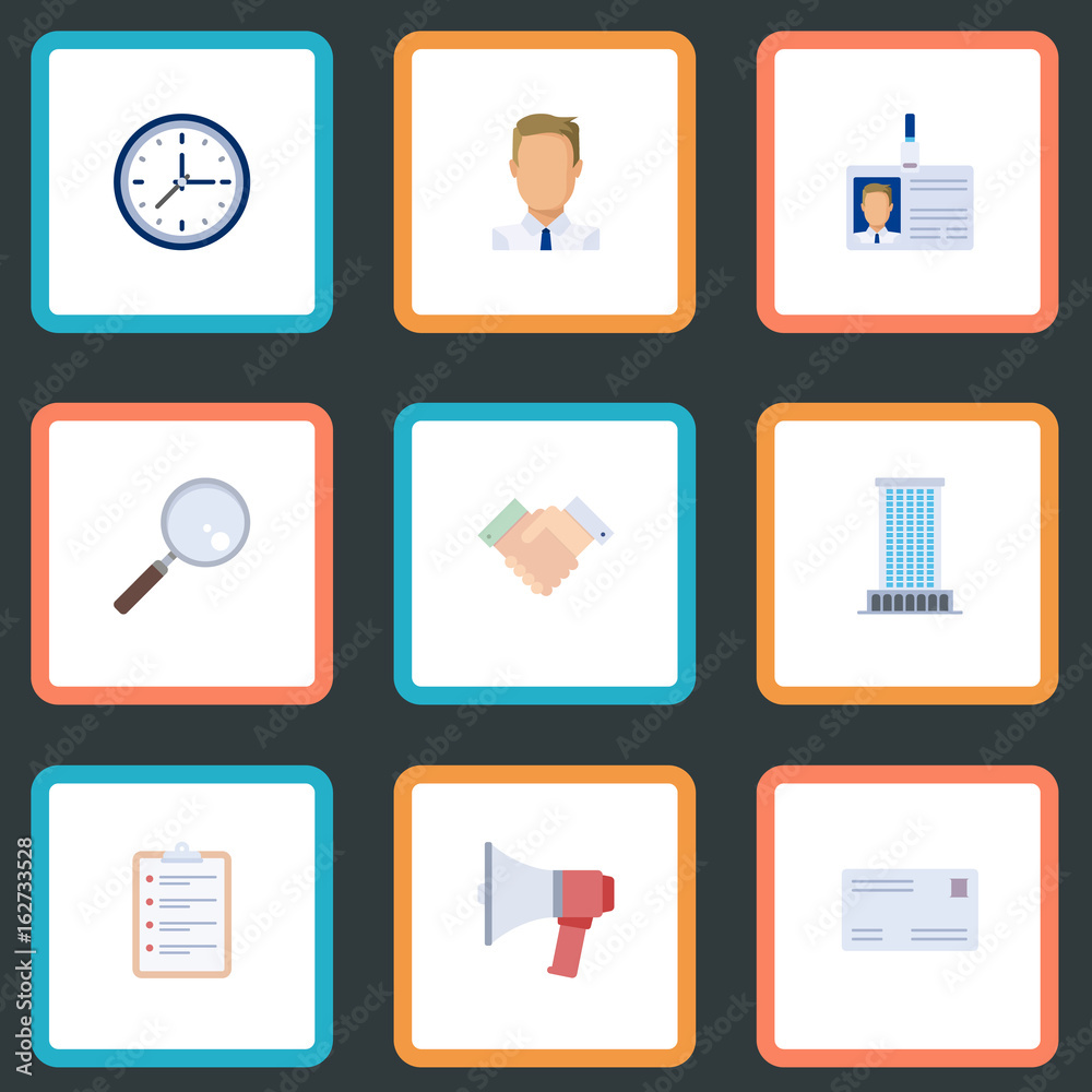 Flat Icons Task List, Handshake, Office Vector Elements. Set Of ...