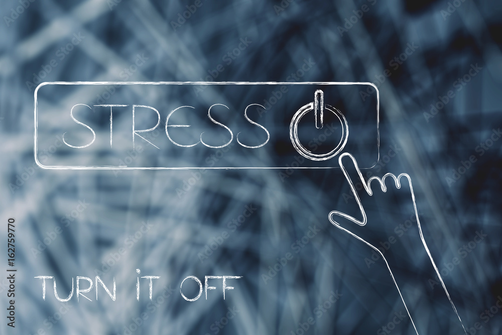 turn off the stress button with hand clicking Stock Illustration | Adobe Stock
