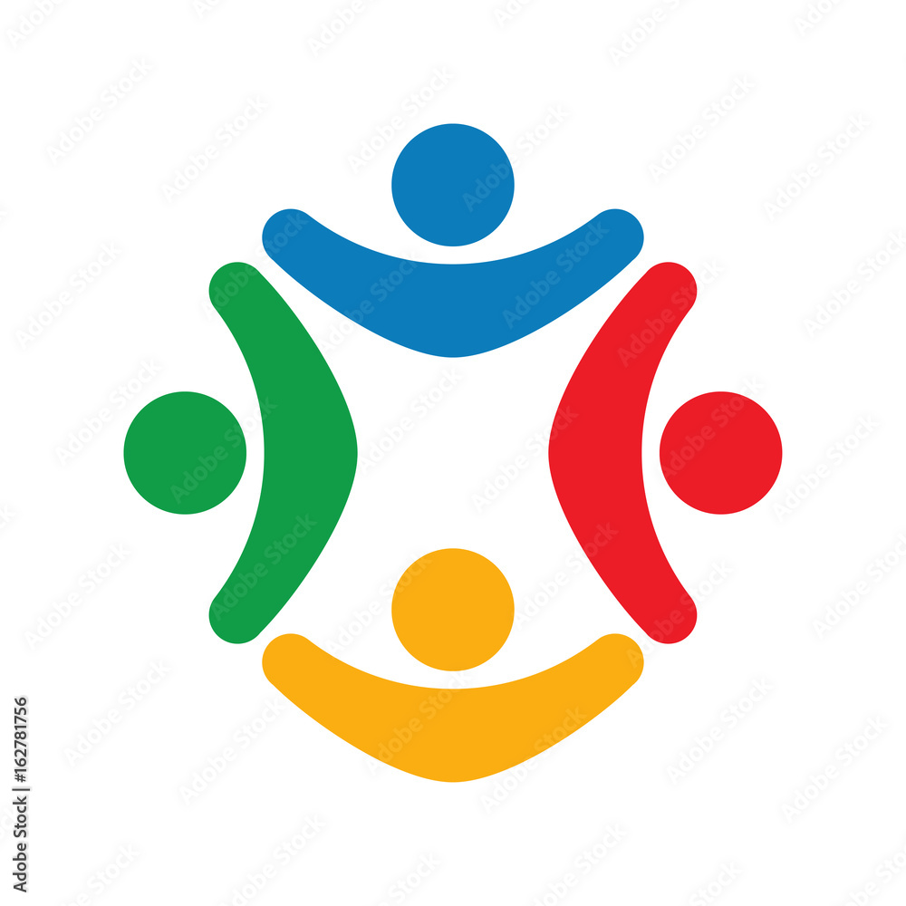 Icono plano grupo personas varios colores en fondo blanco vector de ...