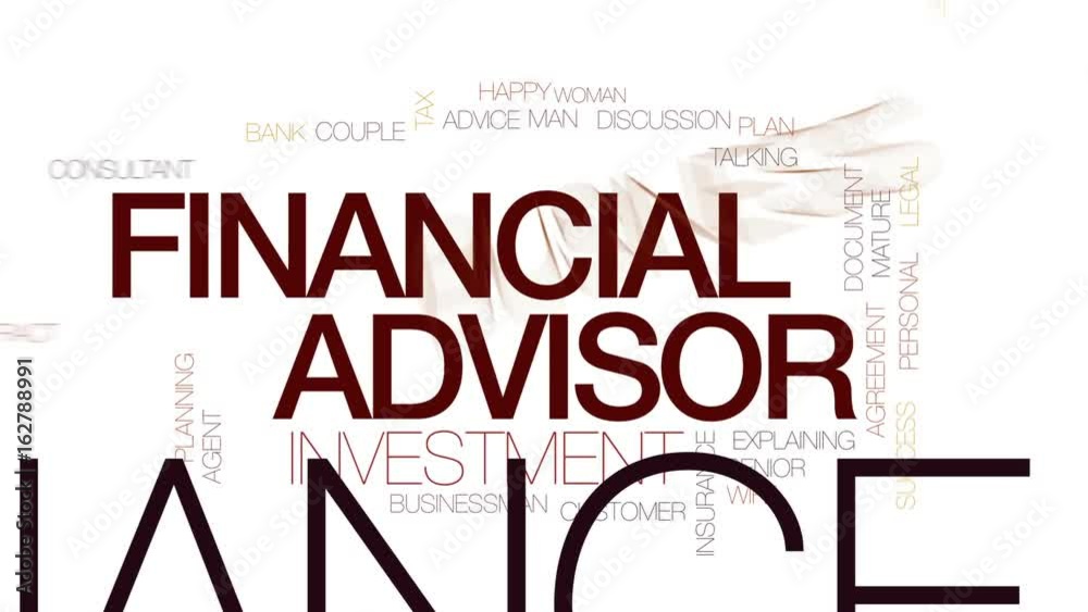 Financial advisor animated word cloud, text design animation. Kinetic ...