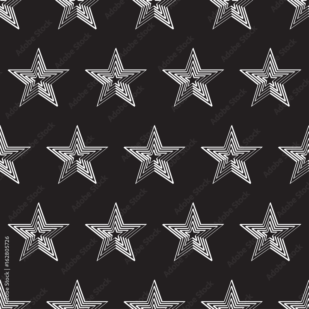 vector seamless pattern with white stars against black Stock ...