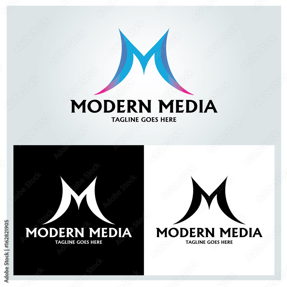 Modern media logo design template. Letter M logo. Vector illustration ...