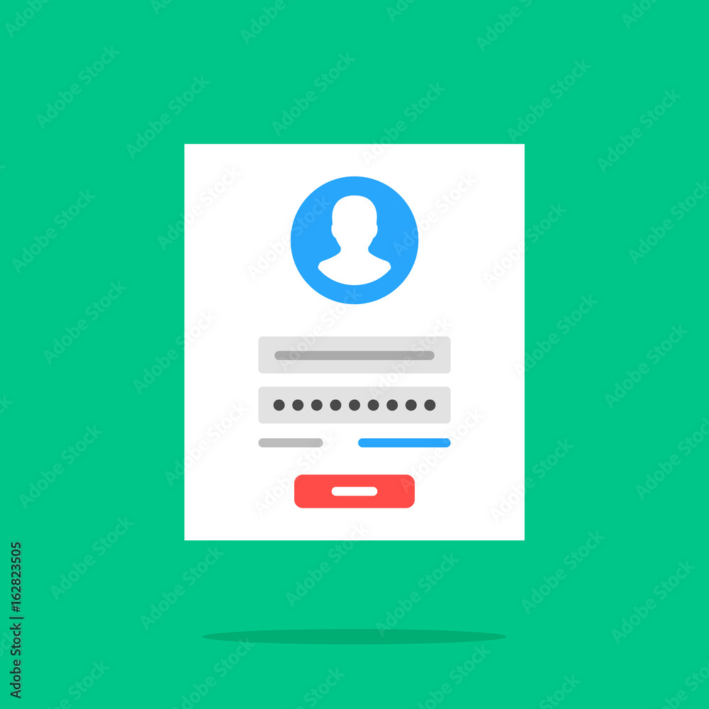 Login form icon. Login form page. Flat design vector icon Stock Vector ...