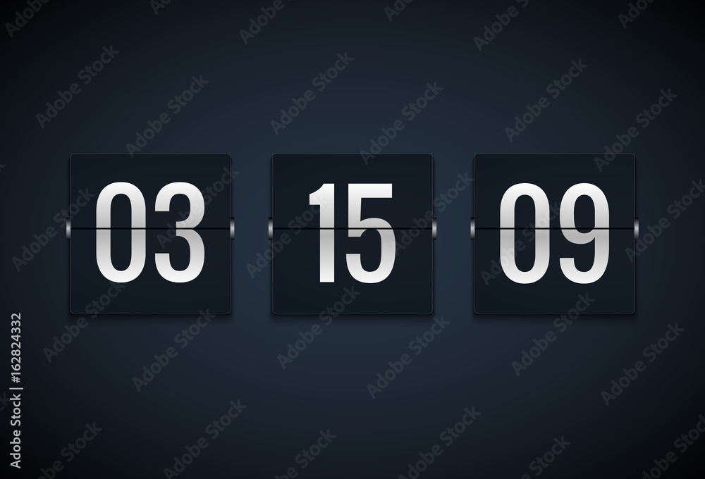 Countdown timer clock counter. Flip vector timer template. Display ...