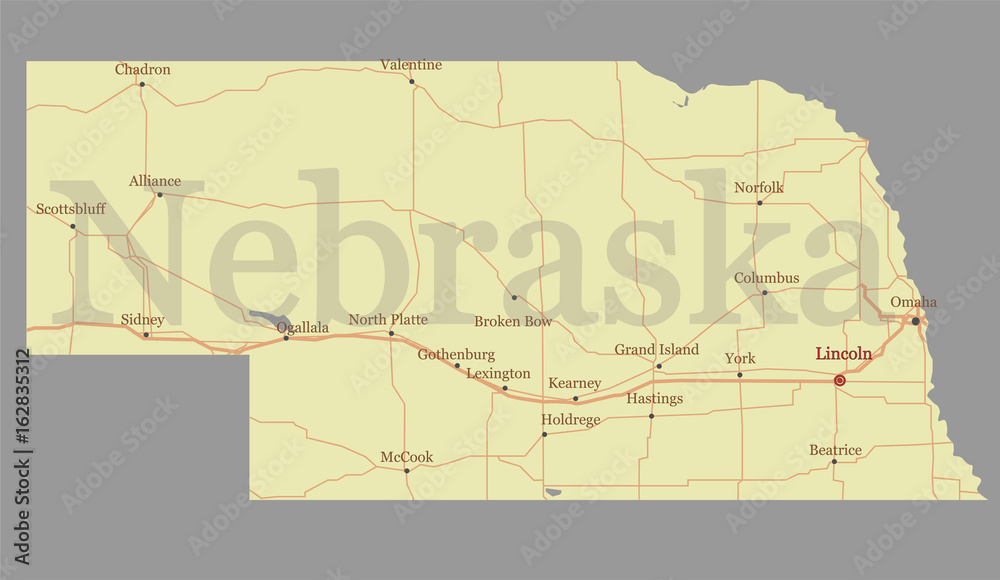Nebraska vector State Map with Community Assistance and Activates Icons ...