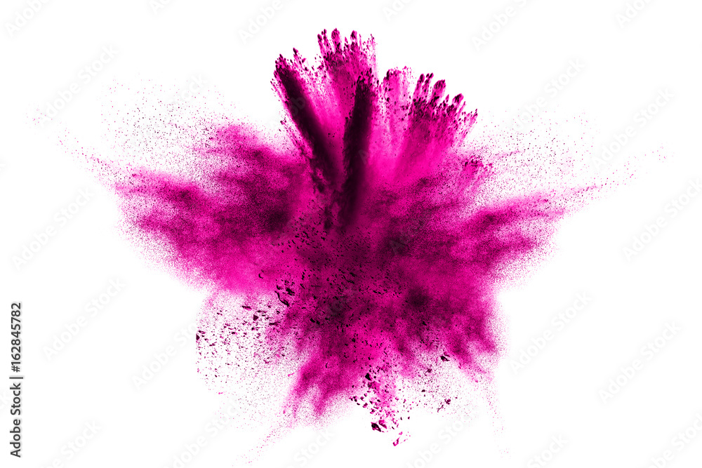 powder explosion.Powder explosion. Closeup of blue dust particle ...