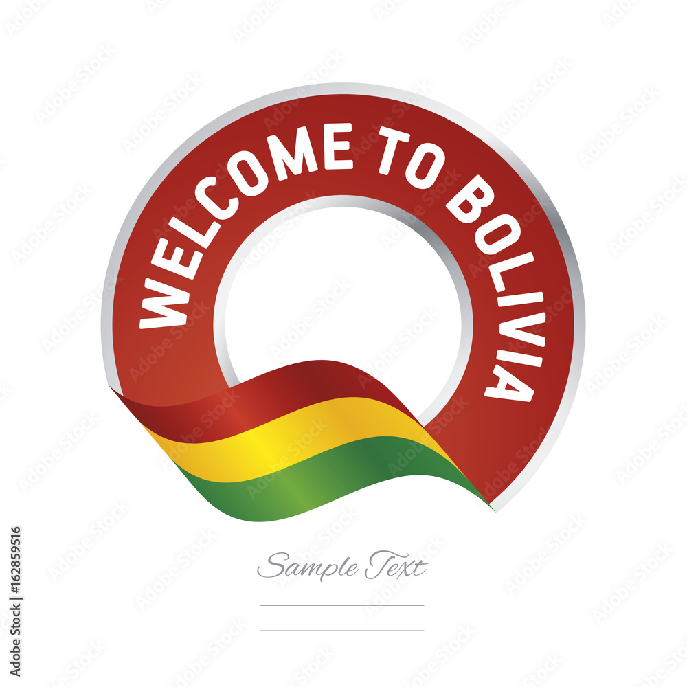 Welcome to Bolivia flag red label logo icon Stock Vector | Adobe Stock