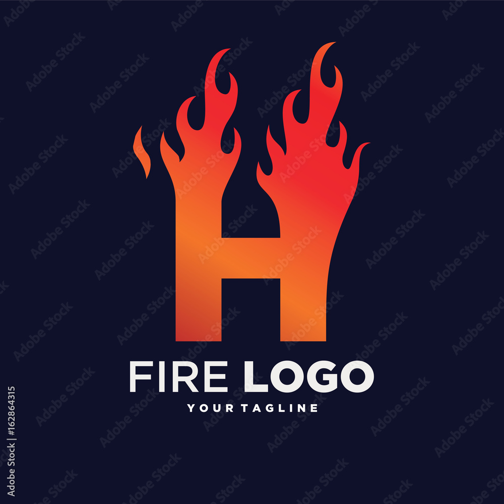 H Letter In Fire