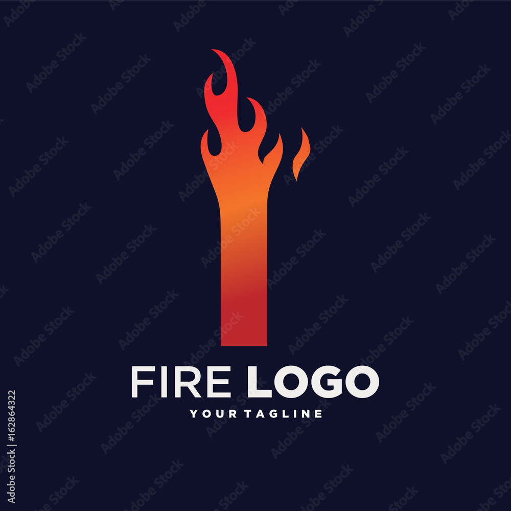 Letter I Fire Logo Design Template Stock Vector | Adobe Stock