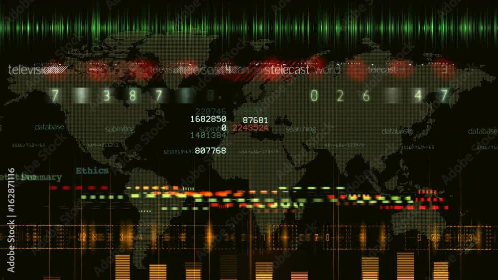 Information digital background on the world map. Different types of ...