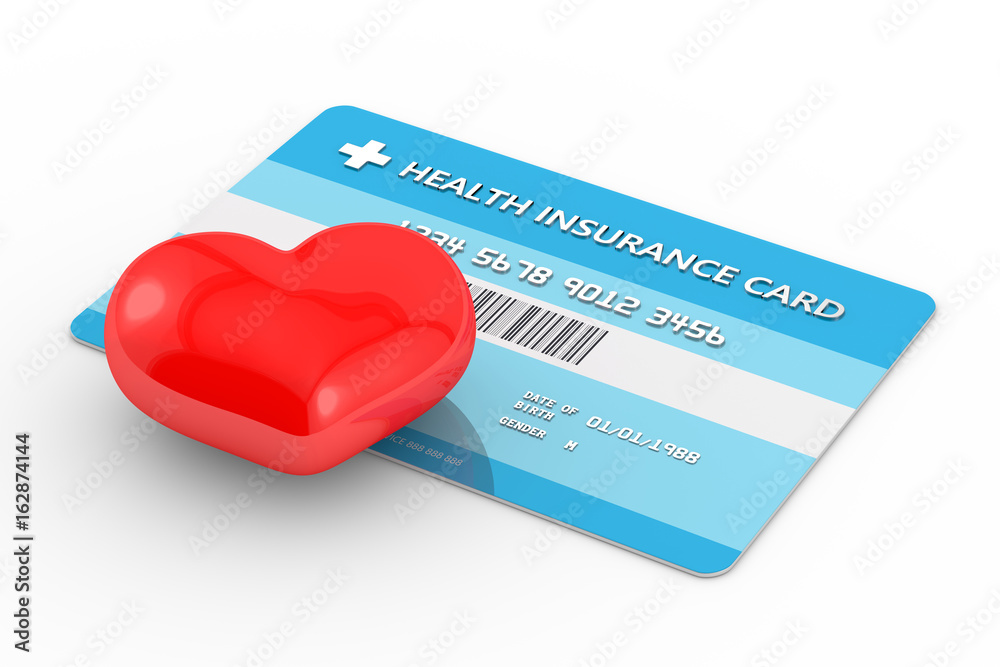 3d render of health insurance card with heart ilustración de Stock ...