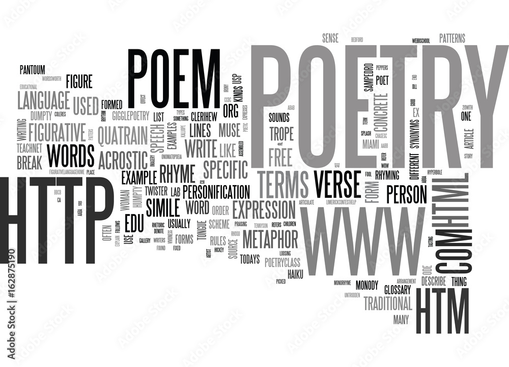 Poster A GUIDE TO POETRY STYLES TERMS TEXT WORD CLOUD CONCEPT – Wall Art | UkPosters