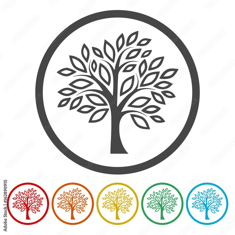 Simple tree icons set Stock Vector | Adobe Stock