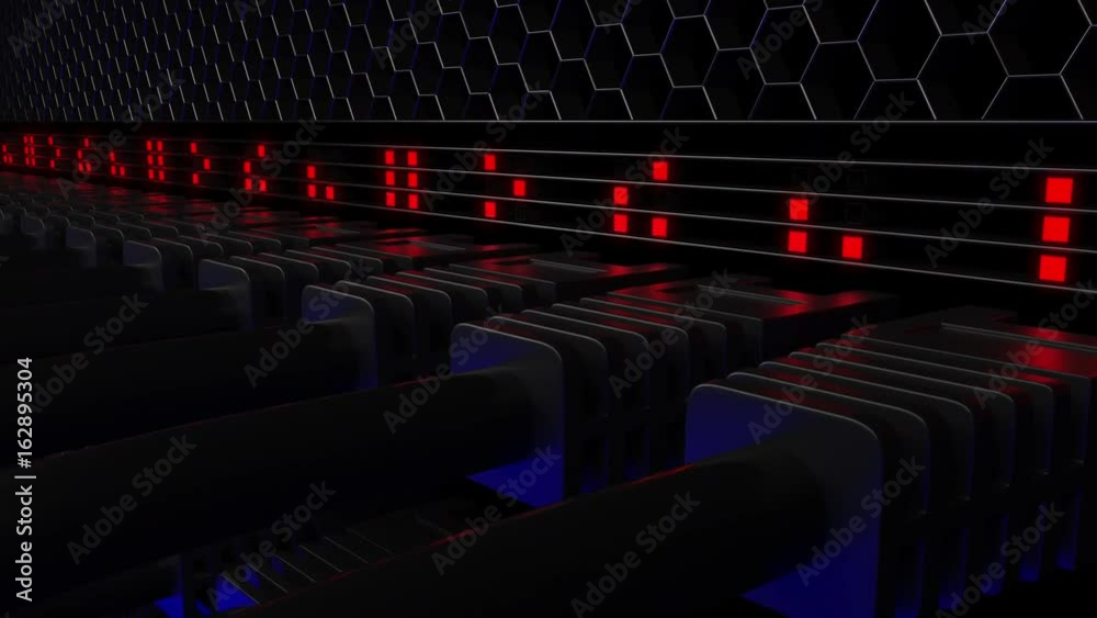 Loopable motion background - server connectors and flashing red lamps ...