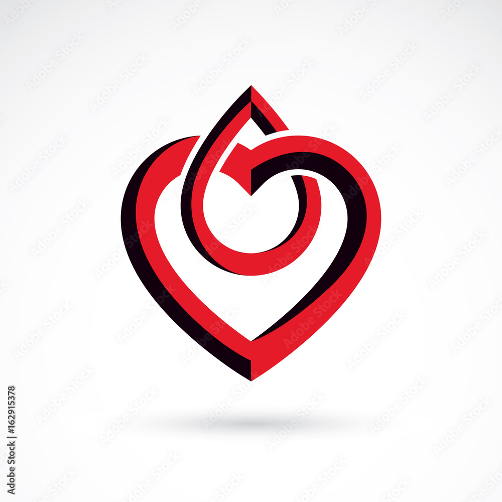 Vector illustration of heart shape isolated on white. Hematology theme ...