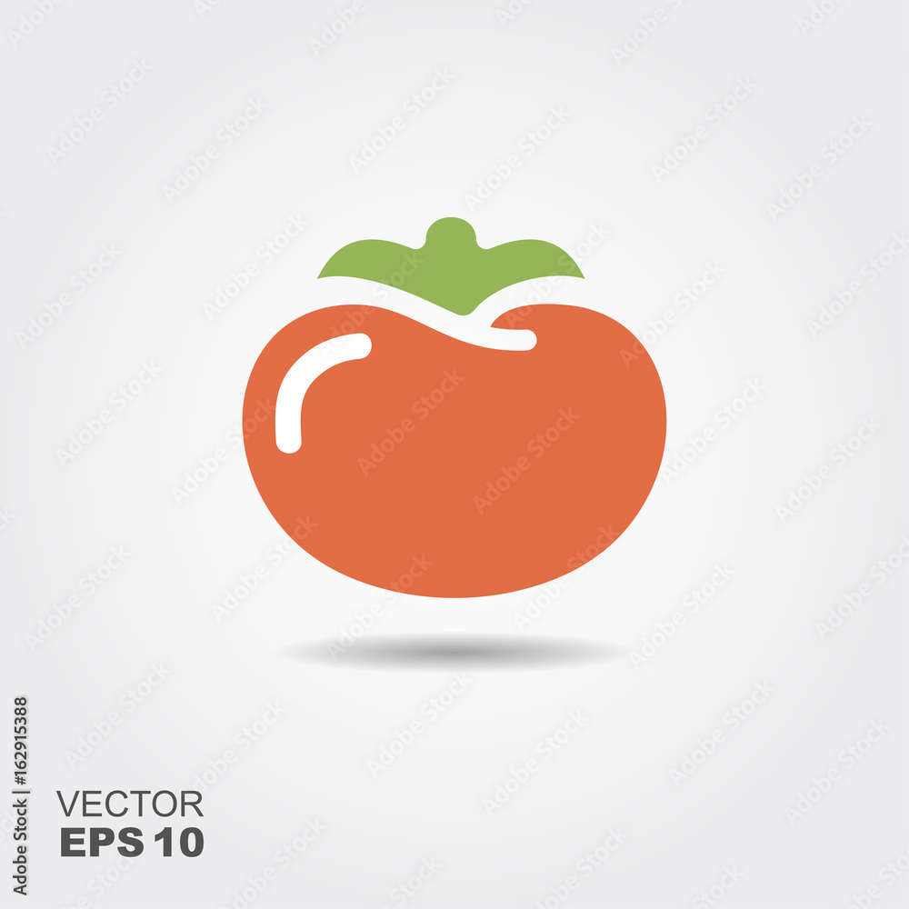 Illustration of tomato flat icon with shadow Stock Vector | Adobe Stock