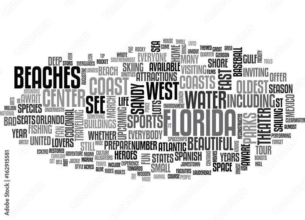 WHAT TO SEE AND DO WHEN YOU TRAVEL TO FLORIDA TEXT WORD CLOUD CONCEPT ...
