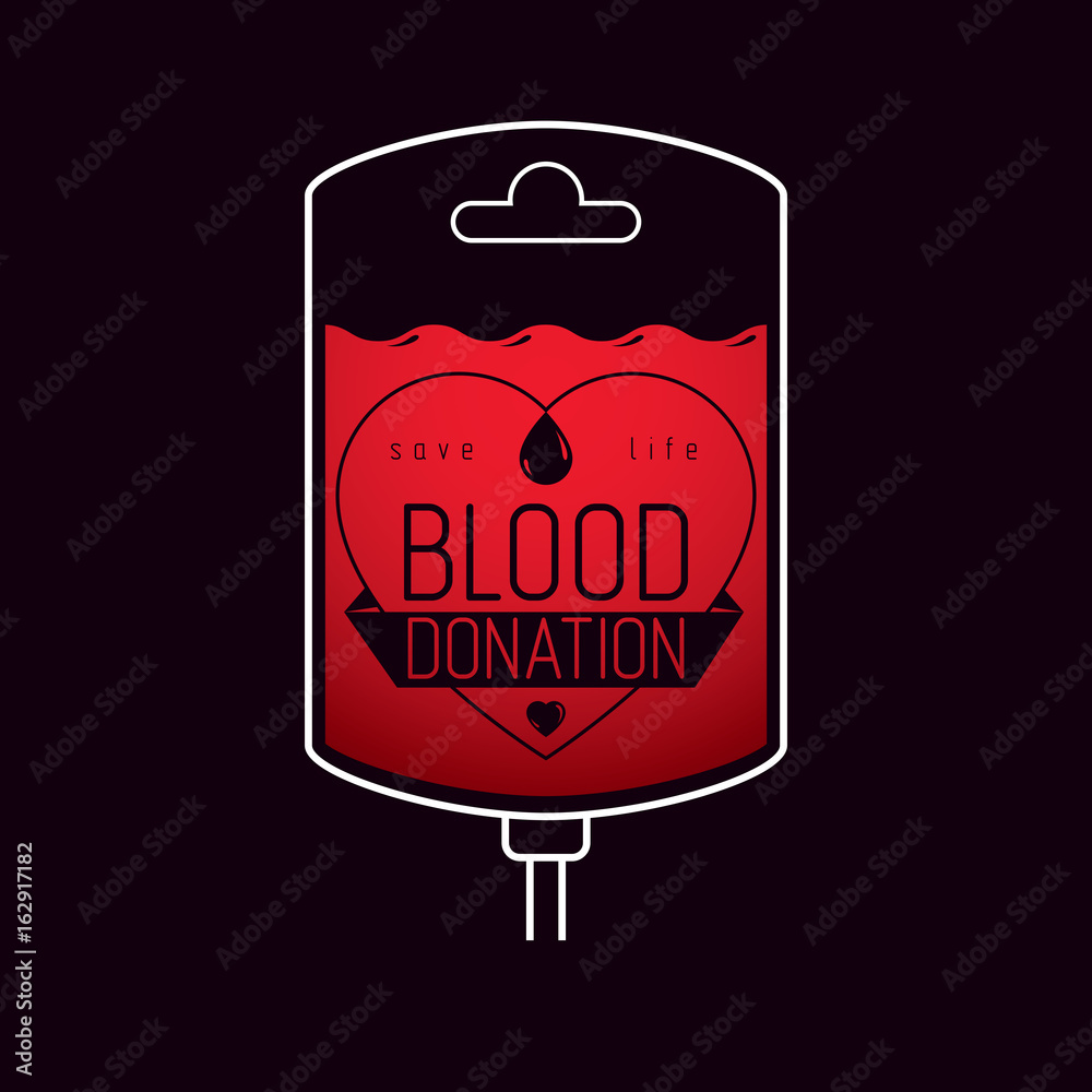 Blood bag vector graphic emblem. Blood donation conceptual logo ...