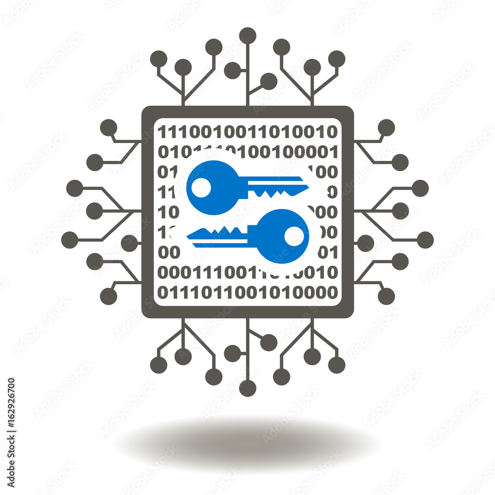 Binary Digital Microchip Keys Numbers Zero One (0 1) Vector Icon. Data ...