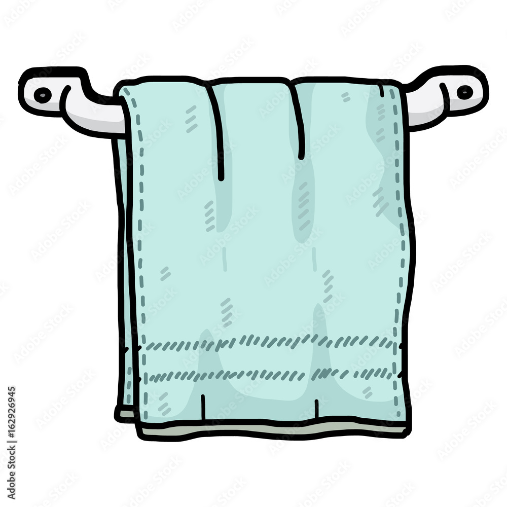 hanging towel in bathroom / cartoon vector and illustration, hand drawn ...