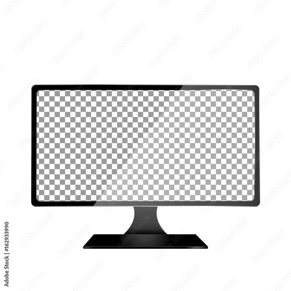 Realistic Computer with Transparent Wallpaper Screen Isolated. Set of ...