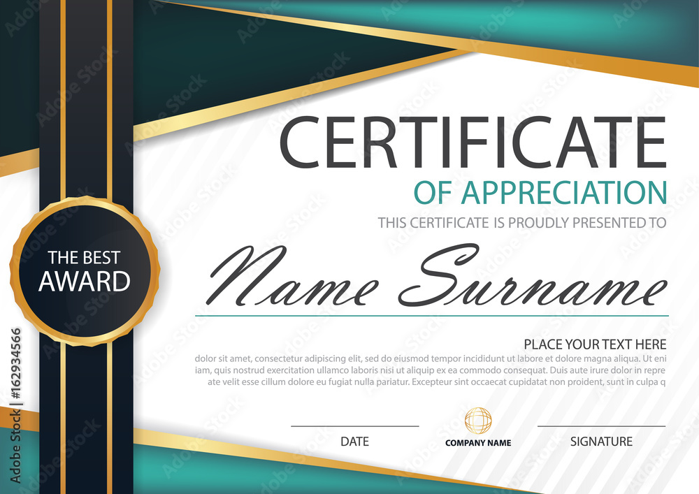 Green black label abstract Elegance horizontal certificate with Vector ...