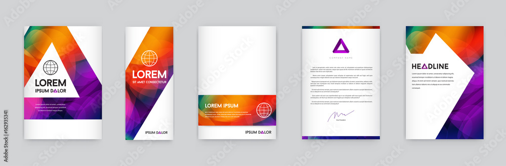 Set of Visual identity with letter logo elements polygonal style ...