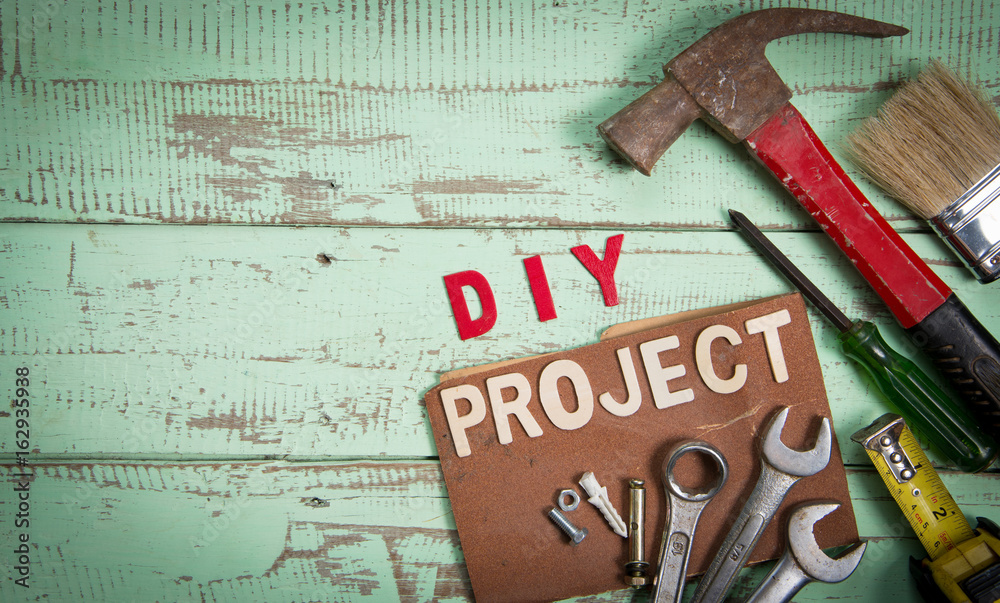 DIY PROJECT,DO IT YOURSELF word made from wooden letters with set of ...