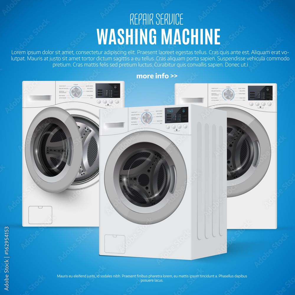 realisic vector washers on blue background. Perspective view Stock ...