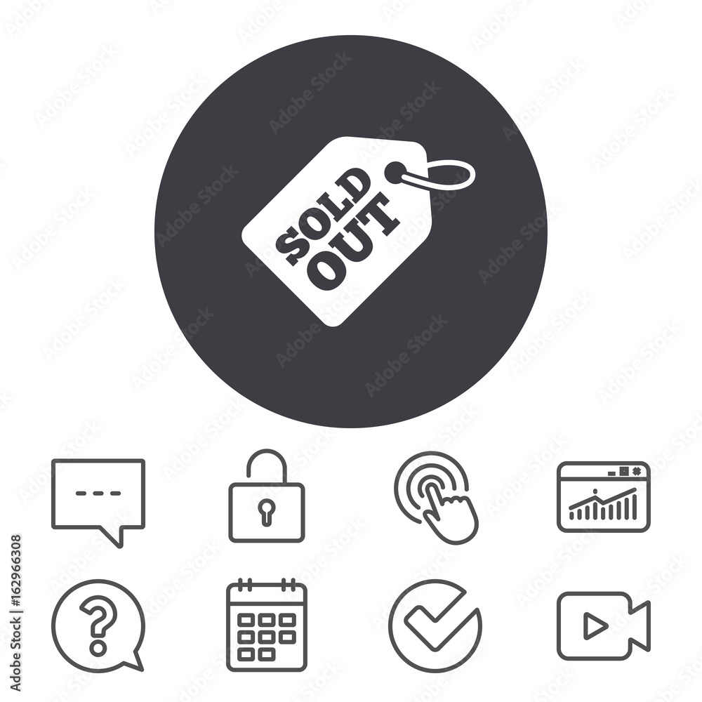 Sold out tag icon. Shopping message sign. Special offer banner symbol ...