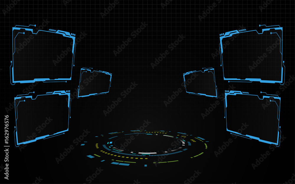 virtual hud gui VR glass technology system smart AI concept background ...