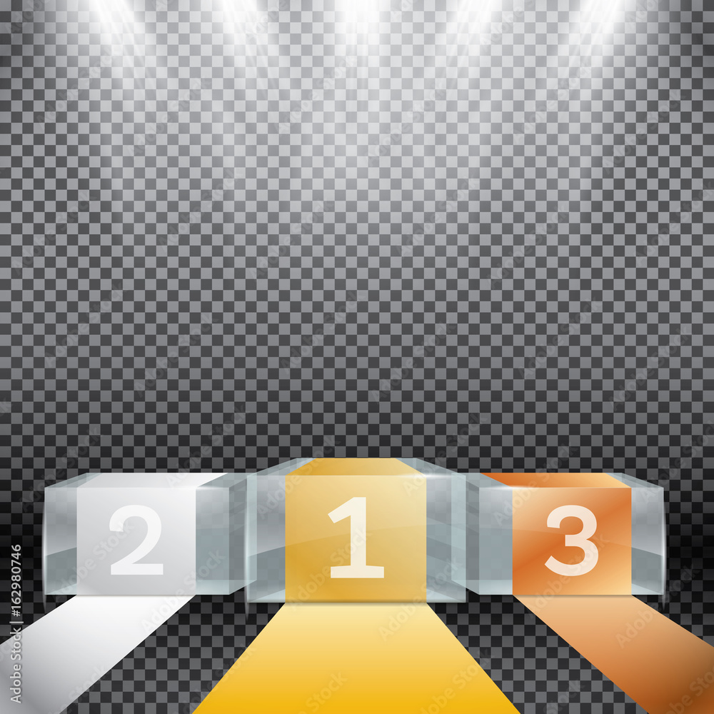 Glass Winner Podium with Spotlights on Transparent Background. Stock ...