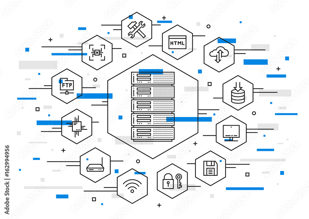 Server Technology Vector Illustration Network Database Infrastructure System Data Storage