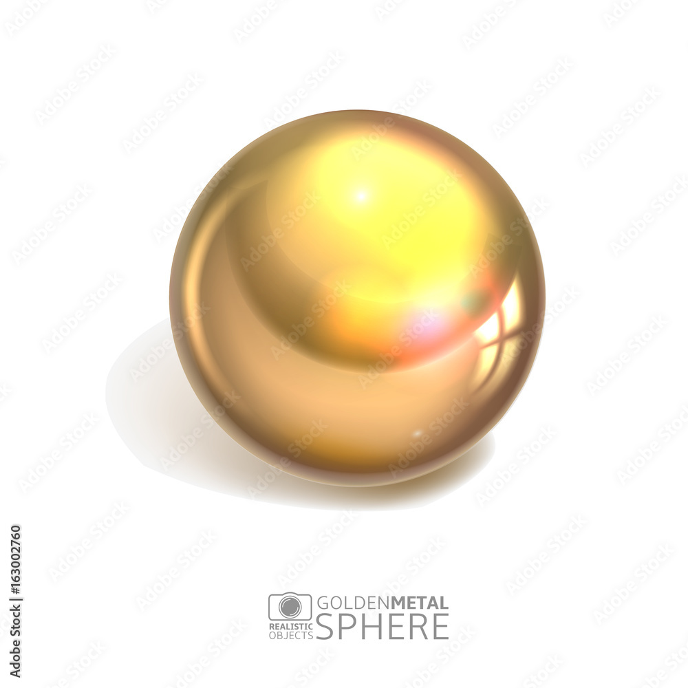Golden sphere isolated on white background, illustration. Stock Vector ...