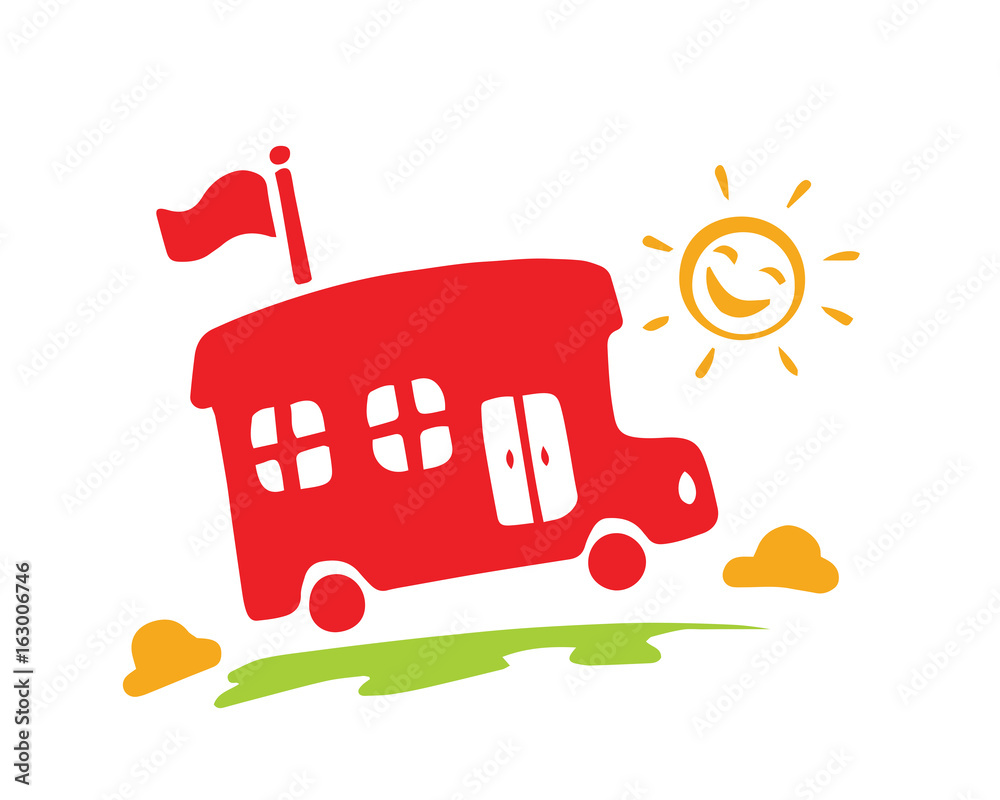 Modern Children Education Logo - School Trip Kids Activity Symbol Stock ...