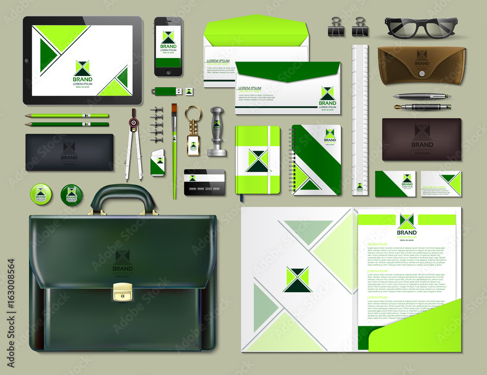 Business corporate identity items set. Vector working articles ...