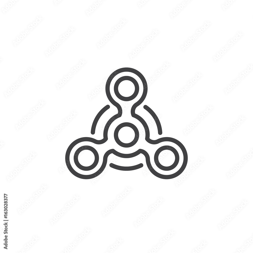 Hand spinner line icon, outline vector sign, linear style pictogram ...