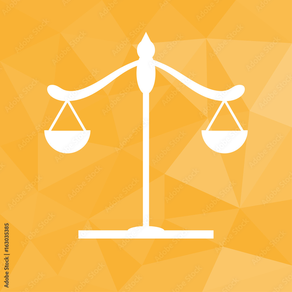 Waage - Icon mit geometrischem Hintergrund gelb Stock-Vektorgrafik ...