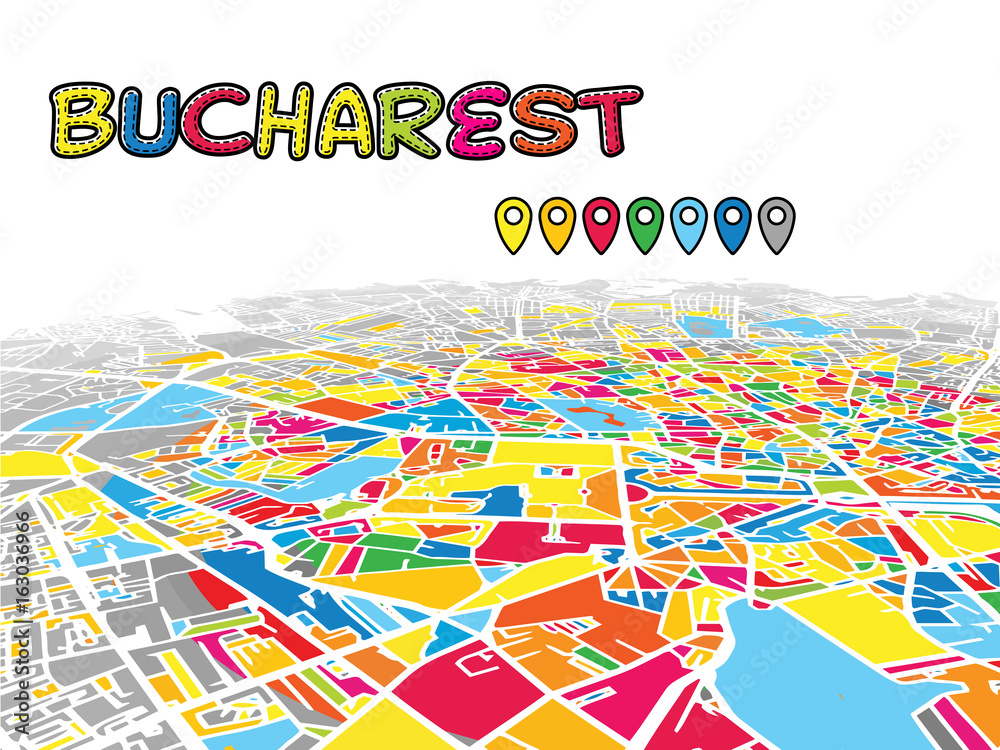 Bucharest, Romania, Downtown 3D Vector Map Stock Vector | Adobe Stock
