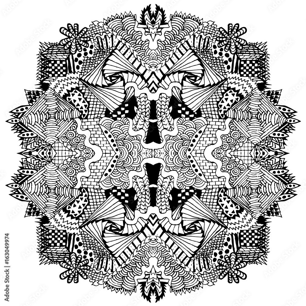 Zentangle round figure in ethnic style. Tribal ornament. Ethnic symbol ...