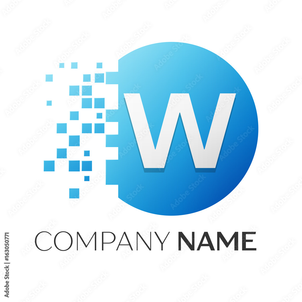 Realistic letter W vector logo symbol in the colorful circle with ...