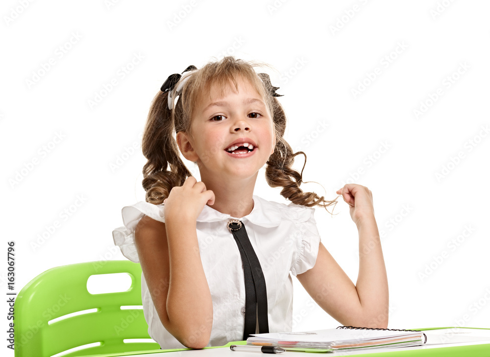 Smiling happy schoolgirl Stock Photo | Adobe Stock