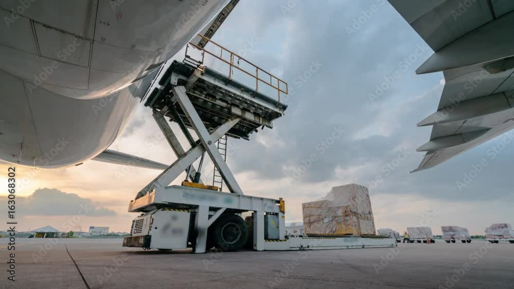 Loading cargo plane outside air freight logistic Stock Video | Adobe Stock