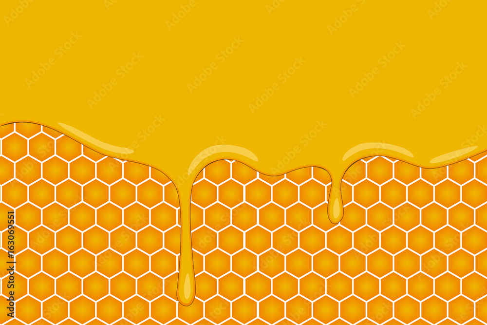 vector background with honeycombs and honey cartoon style Stock Vector ...