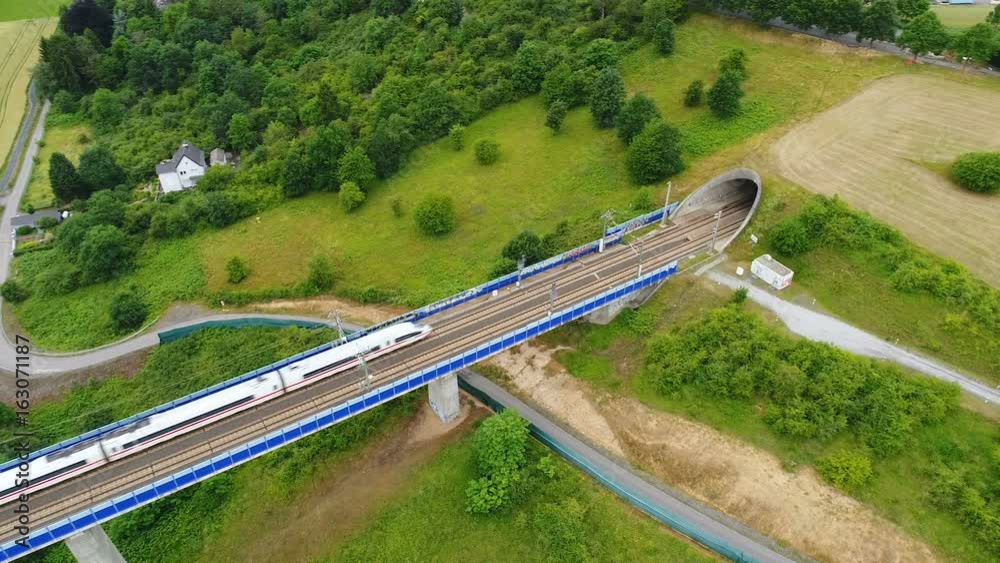 Railroad bridge and tunnel - aerial view Stock Video | Adobe Stock