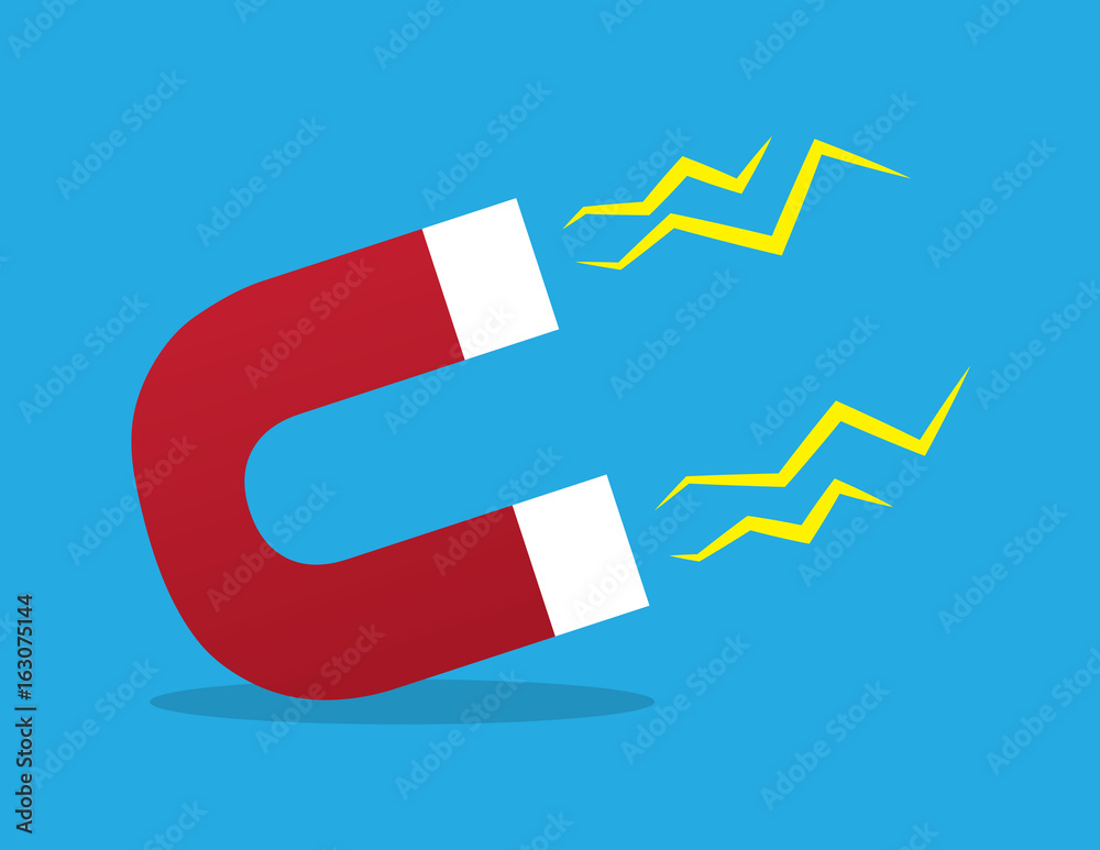 Magnet on blue background with bolts Stock Vector | Adobe Stock